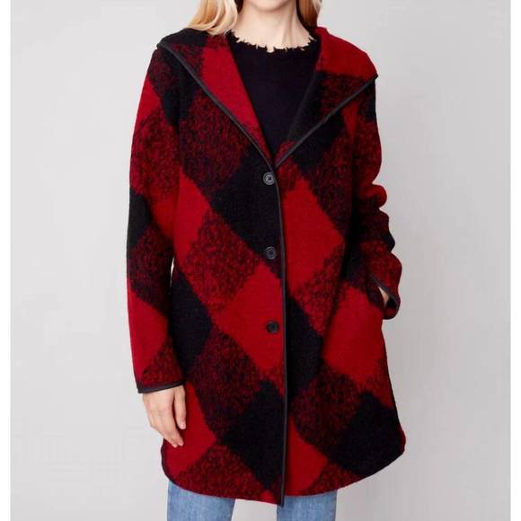 CHARLIE B | Jackets & Coats | New Charlie B Plaid Boiled Wool Coat With ...